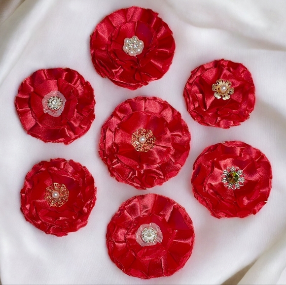Hand Crafted | Office | Handmade Shabby Chic Satin Petal Bejeweled Diy ...